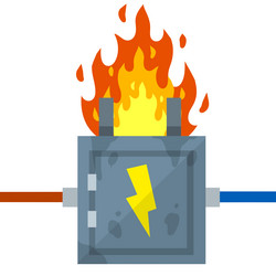 Damaged switchboard cartoon flat Royalty Free Vector Image