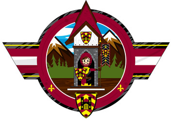 Medieval knight at guard post Royalty Free Vector Image