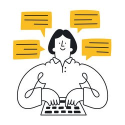 Cartoon Girl Typing on Computer Vector Images (over 630)