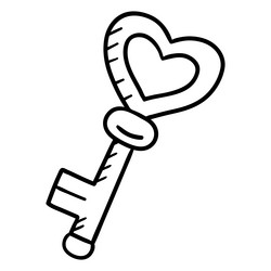 Heart shaped key icon stroke Royalty Free Vector Image