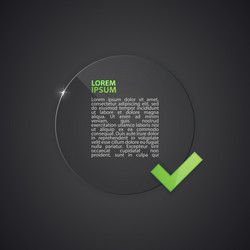 Right check mark on glass substrate Royalty Free Vector