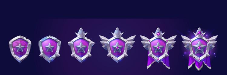 Hexagon shape badge with star game level rank ui Vector Image