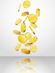 Falling coins money flying gold Royalty Free Vector Image