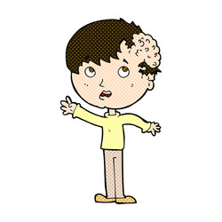 Comic cartoon boy with growth on head Royalty Free Vector
