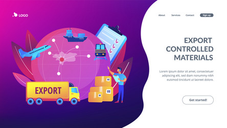 Export control concept landing page Royalty Free Vector