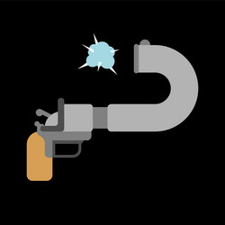 Gun shoots itself suicide weapon Royalty Free Vector Image