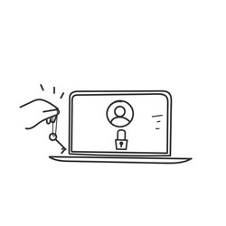 Hand drawn doodle person carry key to open locked Vector Image