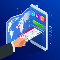 Isometric airline or bus or train tickets online Vector Image