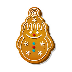 Christmas cookie gingerbread in snowman shape Vector Image