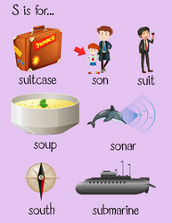 Many words begin with letter s Royalty Free Vector Image