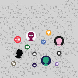 Networking technical icons with chat heads Vector Image