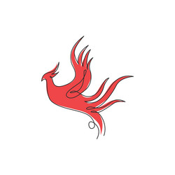 One continuous line drawing elegant phoenix Vector Image