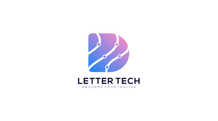 Initial letter d digital logo design template Vector Image