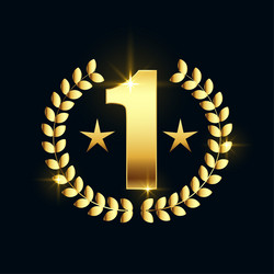 Number one achievement golden label with crown Vector Image