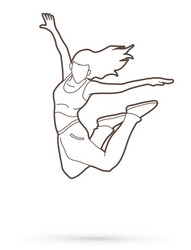 Street dance b boys dancing action outline Vector Image