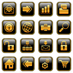Gold icon golden web buttons set Royalty Free Vector Image