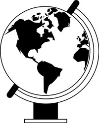 World earth cartoon isolated in black and white Vector Image