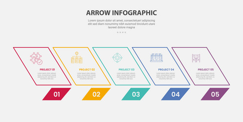 Arrow base infographic outline style with 5 point Vector Image