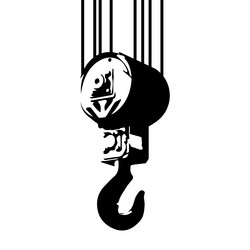 Crane hook with slings and black yellow stripes Vector Image