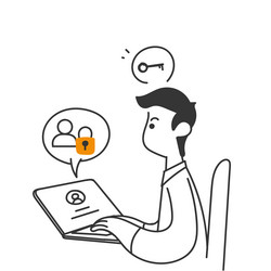 Hand drawn doodle person carry key to open locked Vector Image