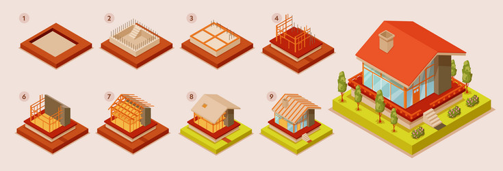 Construction site stages multi story house Vector Image