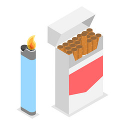 3d isometric flat set of smoker collection Vector Image