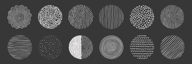 Abstract line pattern circle set hand drawn Vector Image