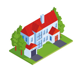 Isometric medium house 380 Royalty Free Vector Image