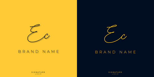 Minimal line art letters ce signature logo Vector Image