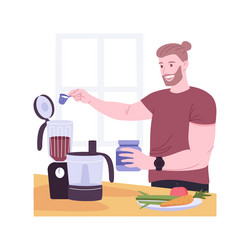 Whey protein shake in a blender cartoon Royalty Free Vector