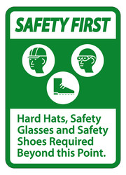 Emergency sign hard hats safety glasses Royalty Free Vector