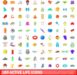 100 sport icons set cartoon style Royalty Free Vector Image