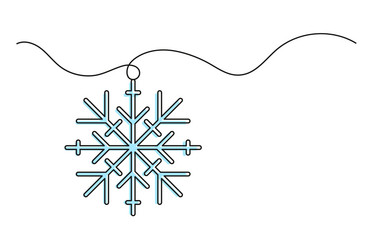 Continuous one line drawing of christmas snowflake