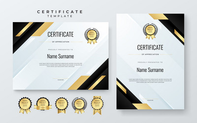 Purple violet and gold award certificate template Vector Image