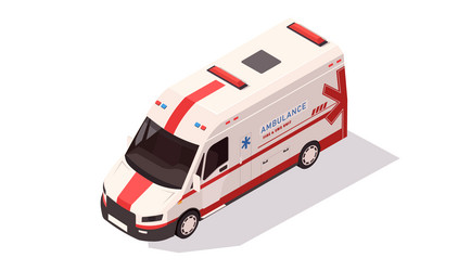 Red white ambulance van medicine paramedic Vector Image