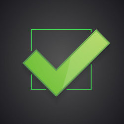 Right check mark on glass substrate Royalty Free Vector