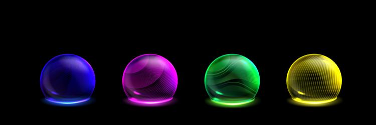 Neon color sphere shields set Royalty Free Vector Image