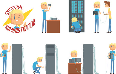 Sysadmin characters set system administrator Vector Image