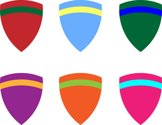 Set color shields in 6 different shapes Royalty Free Vector