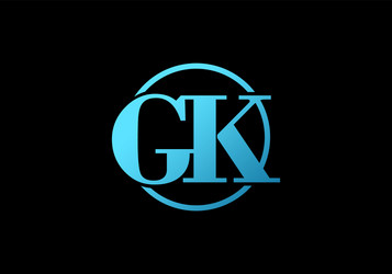 Creative blue letters gk g k logo with leading Vector Image