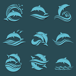 Dolphin emblem set Royalty Free Vector Image - VectorStock