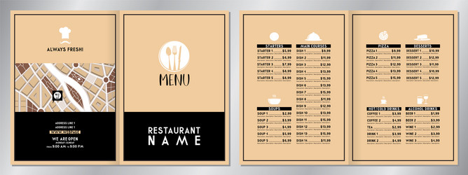 Vintage retro restaurant menu template - starters Vector Image