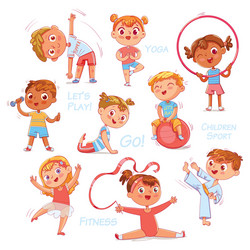 Kids making sport Royalty Free Vector Image - VectorStock