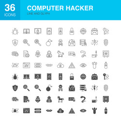 Machine learning line web glyph icons Royalty Free Vector