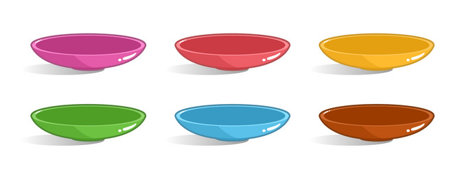 Dish icon set cartoon empty dishes isolated Vector Image
