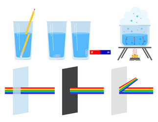 Diffusion experiment with water in glasses Vector Image