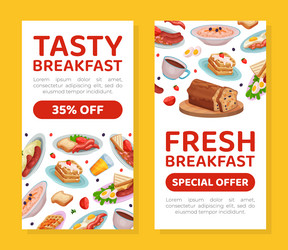 Healthy toasts mobile app templates set breakfast Vector Image