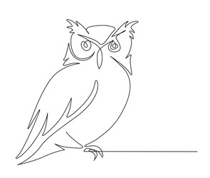 Continuous one line drawing of owl bird simple Vector Image