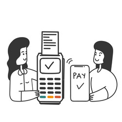 Hand drawn doodle person using pos terminals Vector Image