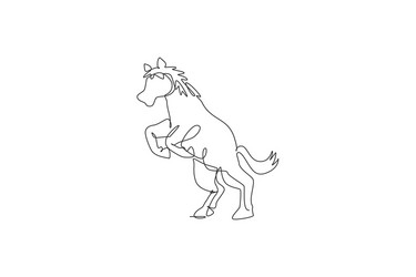 Single continuous line drawing of wild horse Vector Image